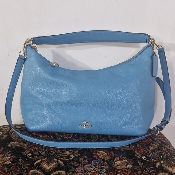 Coach | Bags | Coach Sky Blue Leather Shoulder Bag | Poshmark